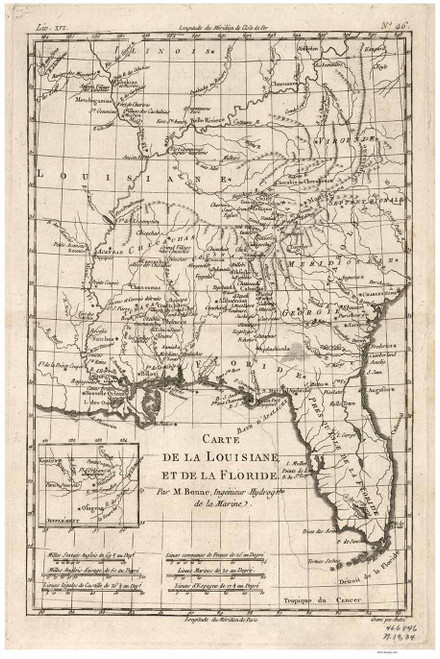 Florida 1780 Bonne - Old State Map Reprint - OLD MAPS