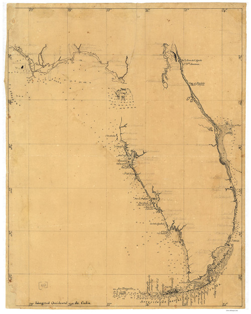 Florida 1810 Spanish Text - Old State Map Reprint - OLD MAPS