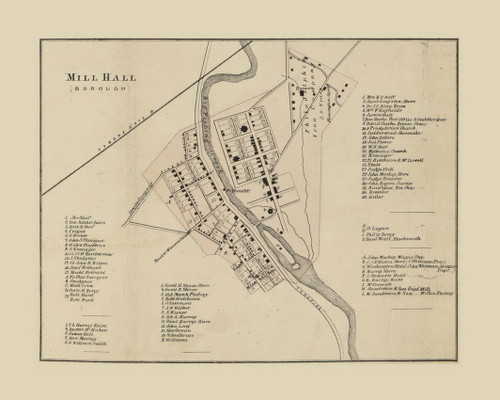 Mill Hall Borough, Pennsylvania 1862 Old Town Map Custom Print ...