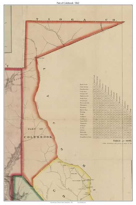 Part of Colebrook Township, Pennsylvania 1862 Old Town Map Custom Print ...