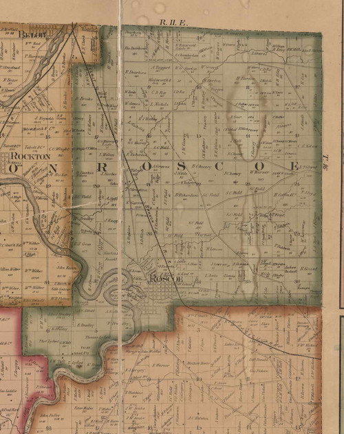 Roscoe, Illinois 1859 Old Town Map Custom Print - Winnebago Co. - OLD MAPS
