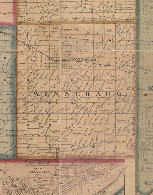 Winnebago, Illinois 1859 Old Town Map Custom Print - Winnebago Co ...