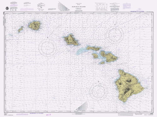 Hawaiian Islands 1980 Nautical Chart - Hawaiian Islands 4102 - 19004 ...