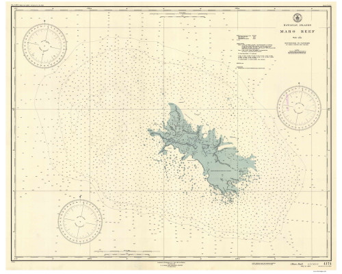 Maro Reef 1946 Hawaii Harbor Chart 4174 - 19441 3 Maui - OLD MAPS