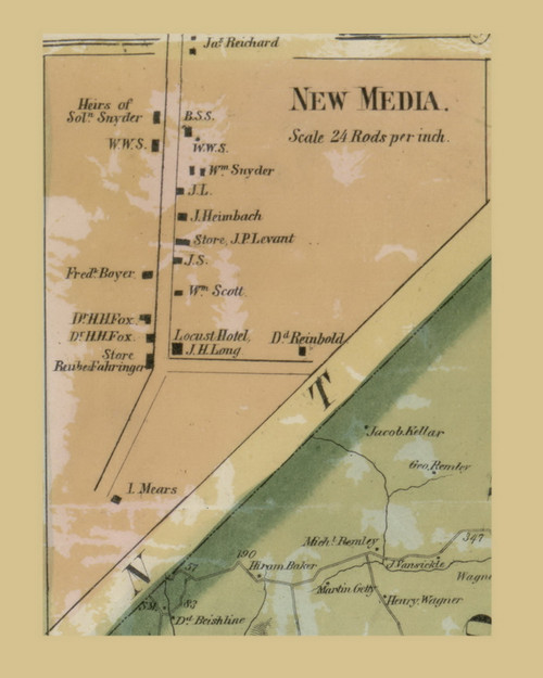 New Media (Numidia) Village, Locust Township, Pennsylvania 1860 Old ...