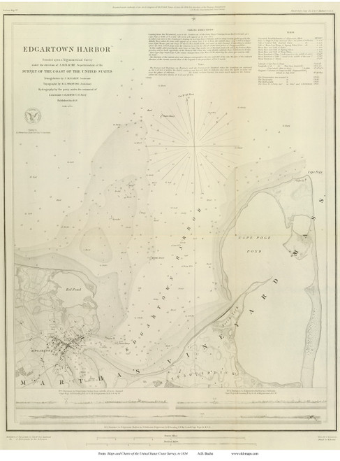 Edgartown Harbor, 1848 - Old Map Reprint - USA Regional 1854 Coast ...