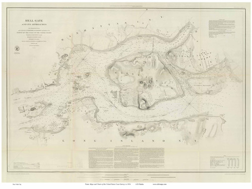 Hell Gate, 1851 - Old Map Reprint - USA Regional 1854 Coast Survey 4 ...
