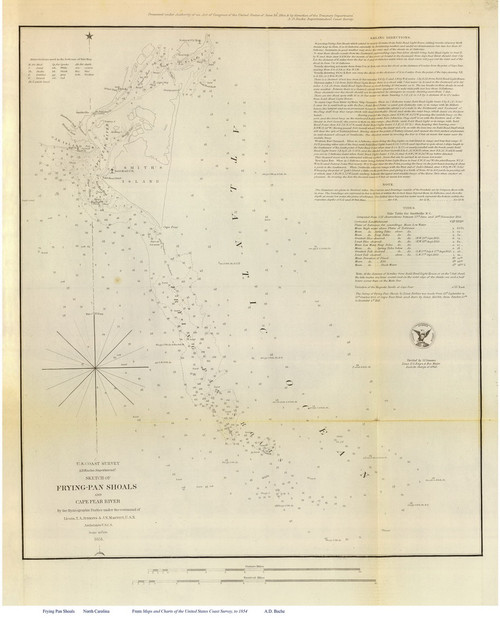 Frying Pan Shoals, 1851 - Old Map Reprint - USA Regional 1854 Coast ...