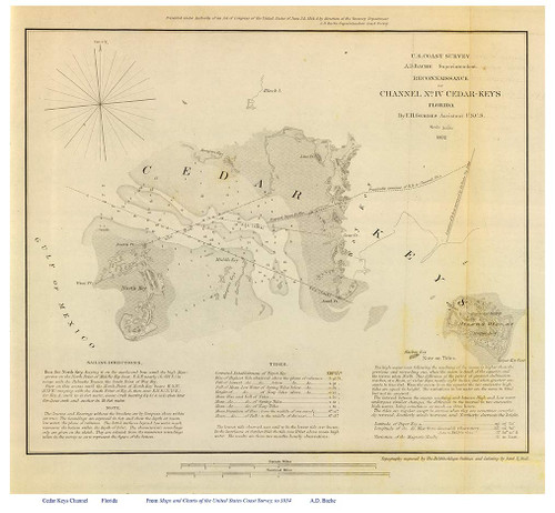 Cedar Keys Channel, 1852 - Old Map Reprint - USA Regional 1854 Coast ...