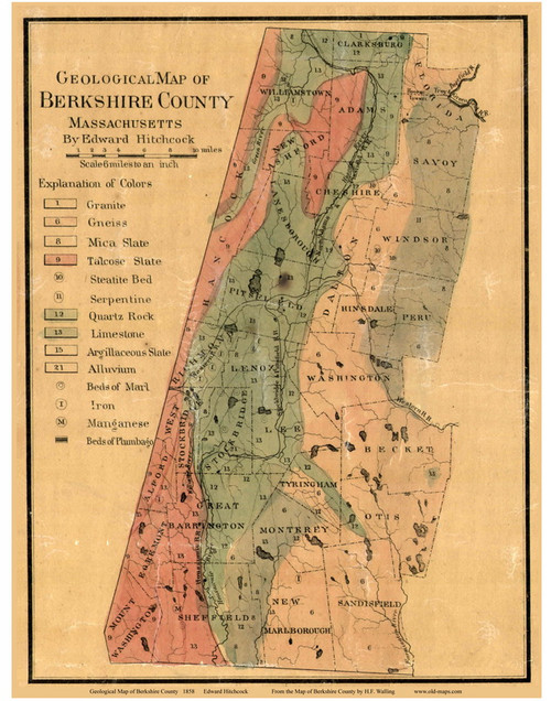 Berkshire County - Geological Geological map by Edward Hitchcock ...
