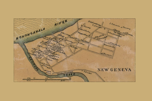 New Geneva Village - Nicholson, Pennsylvania 1858 Old Town Map Custom ...
