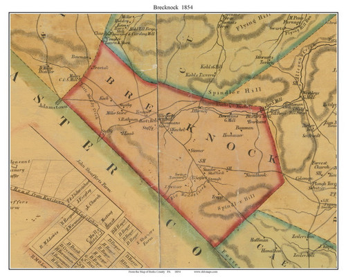 Brecknock Township, Pennsylvania 1854 Old Town Map Custom Print - Berks ...