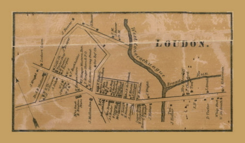 Loudon Village, Peters Township, Pennsylvania 1858 Old Town Map Custom ...