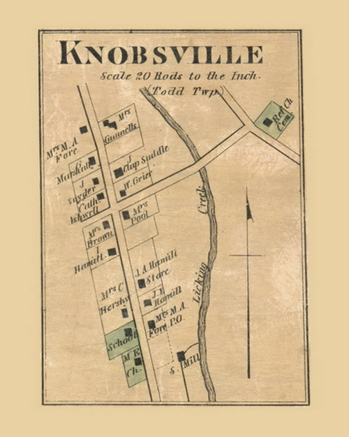 Knobville, Todd Township, Pennsylvania 1873 Old Town Map Custom Print - Fulton Co. - OLD MAPS