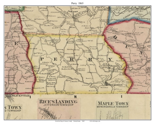 Perry Township, Pennsylvania 1865 Old Town Map Custom Print - Greene Co ...