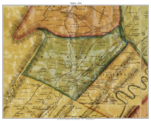 Walker Township, Pennsylvania 1856 Old Town Map Custom Print ...
