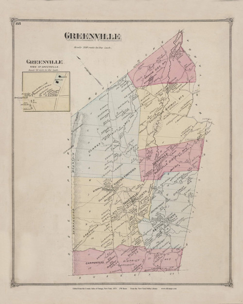 Greenville 88, New York 1875 - Old Town Map Reprint - Orange Co. Atlas ...