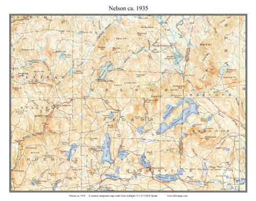 Nelson 1935 - Custom USGS Old Topo Map - New Hampshire Cheshire Co ...