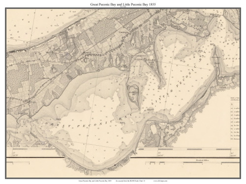 Great Peconic Bay & Little Peconic Bay 1855 - New York 80,000 Scale ...