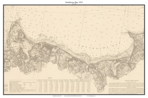 Smithtown Bay 1855 - New York 80,000 Scale Custom Chart - OLD MAPS