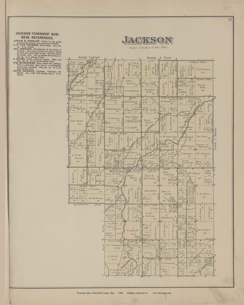 Jackson Ohio 1886 Old Town Map Custom Reprint - Van Wert Co. Atlas 8 ...