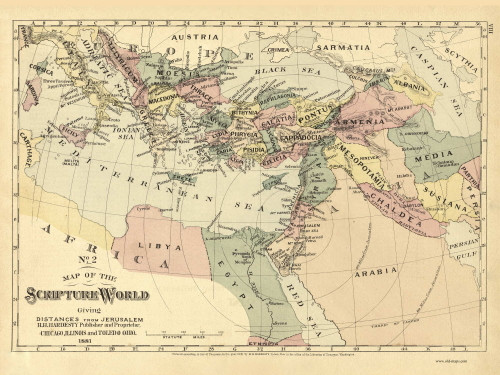 The Scripture World - 1881 Hardesty - World Atlases - OLD MAPS