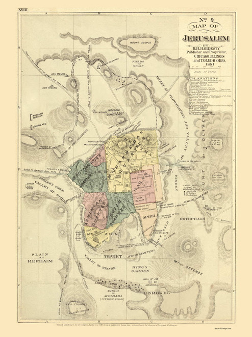 Jerusalem - 1881 Hardesty - World Atlases - OLD MAPS