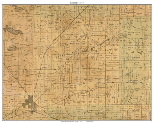 Lafayette, Wisconsin 1857 Old Town Map Custom Print - Walworth Co ...