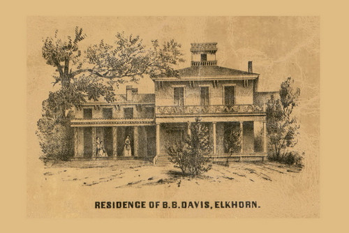 Davis Residence, Elkhorn, Wisconsin 1857 Old Town Map Custom Print ...
