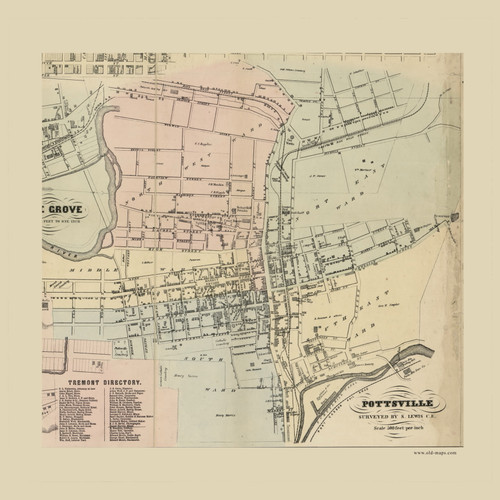 Pottsville Borough, Pennsylvania 1864 Old Town Map Custom Print ...