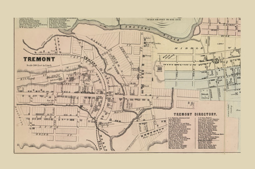 Tremont Village, Pennsylvania 1864 Old Town Map Custom Print ...