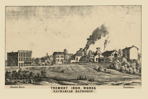 Tremont Iron Works, Pennsylvania 1864 Old Town Map Custom Print ...