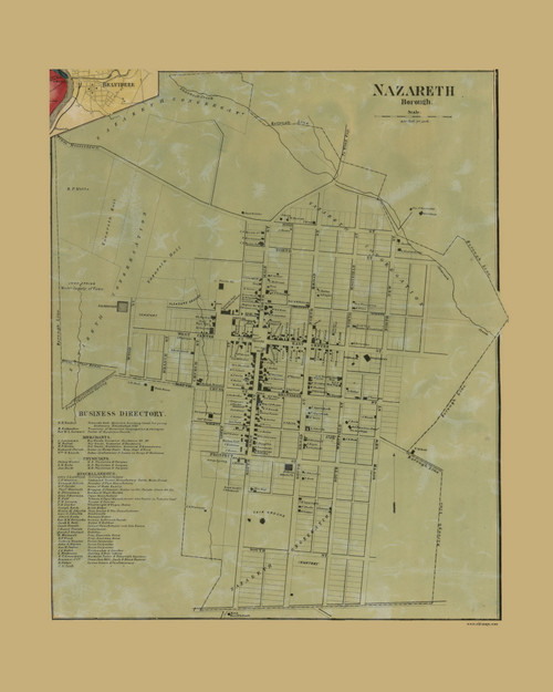 Nazareth Borough Township Pennsylvania 1860 Old Town Map Custom Print ...