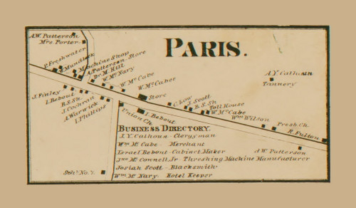 Paris Village, Hanover Township, Pennsylvania 1861 Old Town Map Custom ...