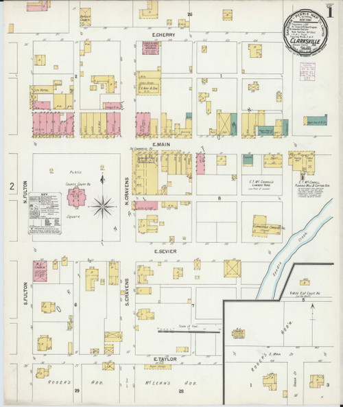 Clarksville, Arkansas 1901 - Old Map Arkansas Fire Insurance Index ...