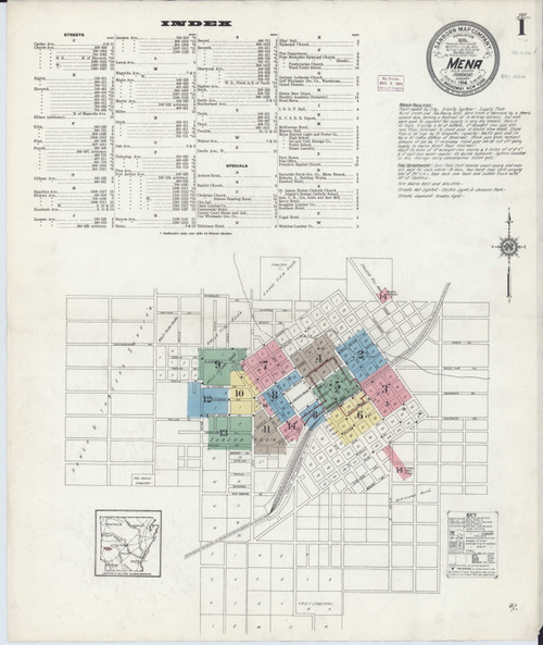 Mena, Arkansas 1914 - Old Map Arkansas Fire Insurance Index - OLD MAPS