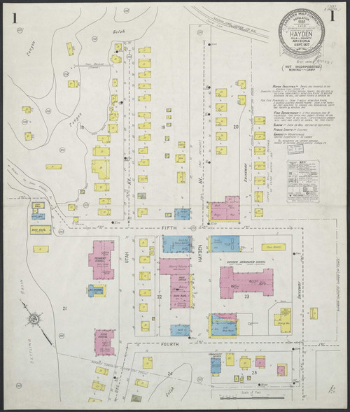 Hayden, Arizona 1927 01 - Old Map Arizona Fire Insurance Index - OLD MAPS