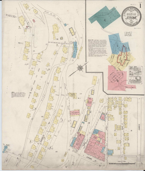 Jerome, Arizona 1917 - Old Map Arizona Fire Insurance Index - OLD MAPS