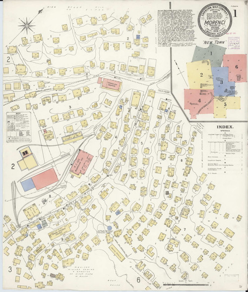 Morenci, Arizona 1908 - Old Map Arizona Fire Insurance Index - OLD MAPS