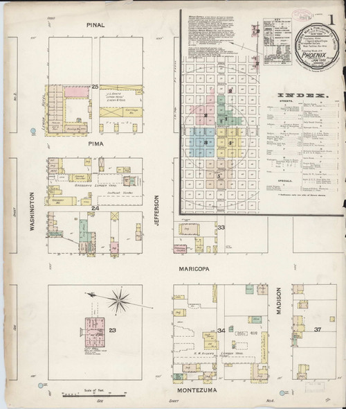 Phoenix, Arizona 1889 - Old Map Arizona Fire Insurance Index - OLD MAPS