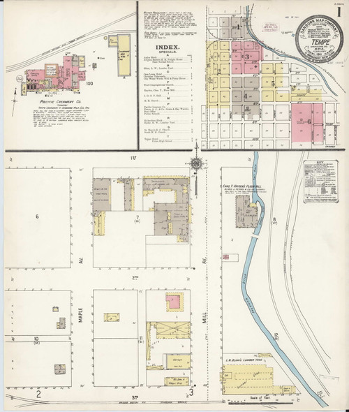 Tempe, Arizona 1911 - Old Map Arizona Fire Insurance Index - OLD MAPS
