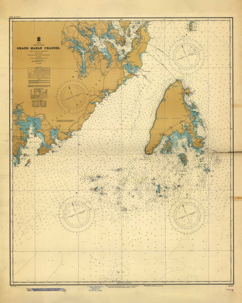 Grand Manan Channel 1950 - Old Map Nautical Chart AC Harbors 5 4351 ...