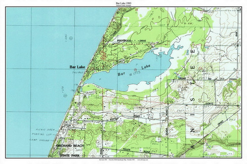 Bar Lake 1983 - Custom USGS Old Topo Map - Michigan 2 - OLD MAPS