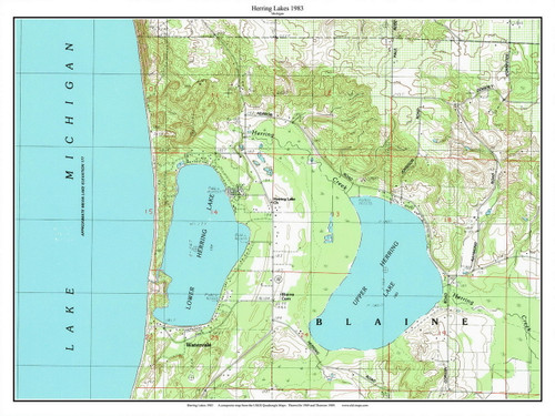 Herring Lakes 1983 - Custom USGS Old Topo Map - Michigan 2 - OLD MAPS
