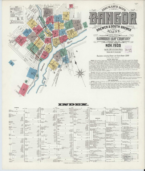 Bangor, Maine 1908 - Old Map Maine Fire Insurance Index - OLD MAPS