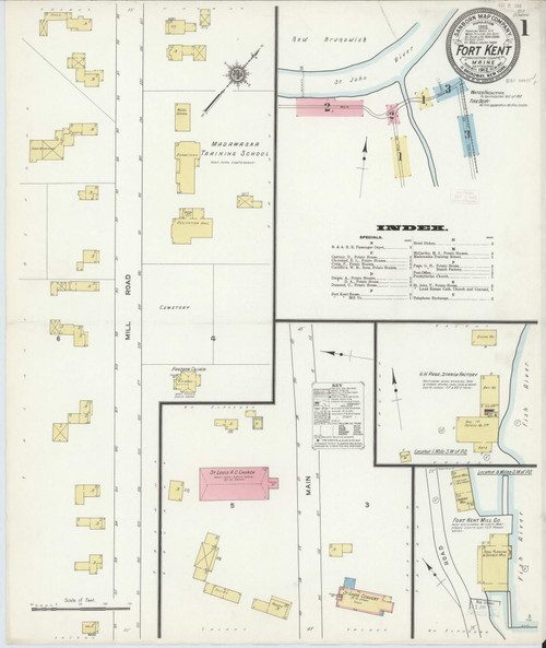 Fort Kent, Maine 1912 - Old Map Maine Fire Insurance Index - OLD MAPS