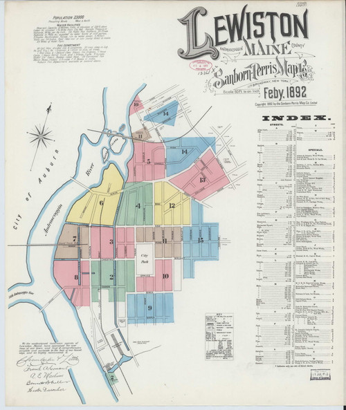 Lewiston, Maine 1892 - Old Map Maine Fire Insurance Index - OLD MAPS
