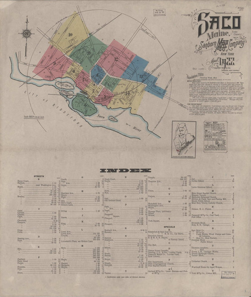 Saco, Maine 1922 - Old Map Maine Fire Insurance Index - OLD MAPS