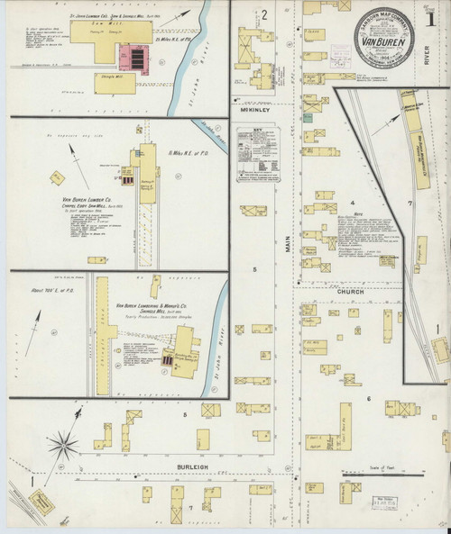 Van Buren, Maine 1904 - Old Map Maine Fire Insurance Index - OLD MAPS
