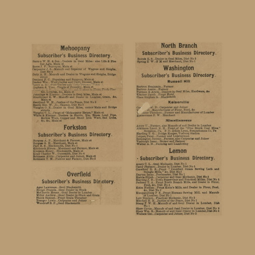 Directory of Subscribers in Mehoopany, Washington, Lemon, Etc ...